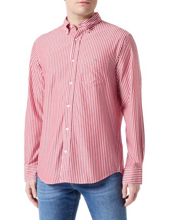 GANT Herren REG POPLIN Stripe Shirt Klassisches Hemd, Ruby Red,XXL