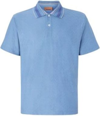 Missoni Homme, Tops, Bleu, Taille: M Polo en jersey de coton jacquard zigzag