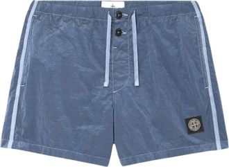 Stone Island Homme, Maillots de bain, Bleu, Taille: L Short de Bain avec &Eacute;cusson Logo