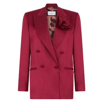 Philipp Plein Femme, Vestes, Rouge, Taille: 38 FR Dame Fit Double Breasted Blazer Flower