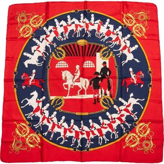 Herm&egrave;s T&uuml;cher & Schals - Hermes Classic MANeGE Silk Carre 90 Scarf Tuch - Gr. unisize - in Rot - f&uuml;r Damen