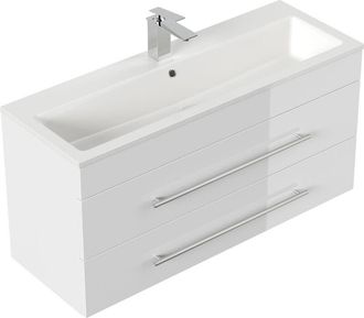 Magnolia Home Badm&ouml;bel Mars 1000 SlimLine 100x36cm mit 2 SoftClose Schubladen weiss hochglanz