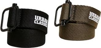 Urban Classics Industrial Canvas Belt 2-Pack Ceinture, Noir/Vert Olive, Small-Medium Mixte