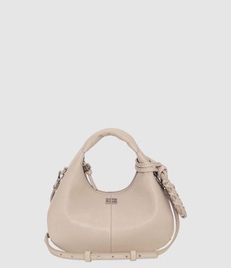 Ganni Sac Hobo Mini Grained White Pepper