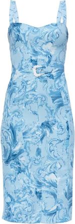 Versace Jeans Couture Femme, Robes, Bleu, Taille: 40 FR Barocco Pattern Strappy Dress