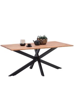 Livetastic Esstisch, Schwarz, Akazie, Holz, Metall, Akazie, Hartholz, rechteckig, Sternfu&szlig;, 90x77x180 cm, Esszimmer, Tische, Esstische