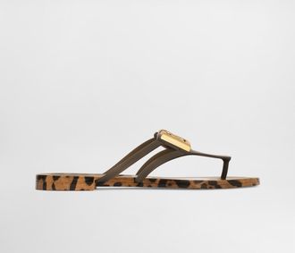 Dolce & Gabbana Rubber Beachwear Slides With Logo And Leo Print - Frau Pantoletten Und Mules Animalprint 37