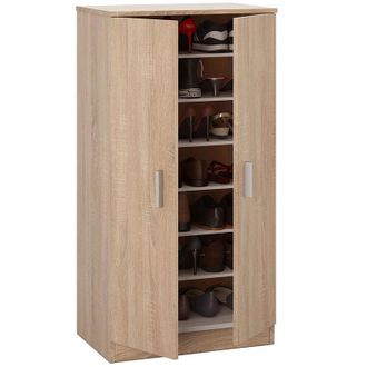 PEGANE Armoire &agrave; chaussures en bois coloris ch&ecirc;ne canadien - Largeur 55 x Hauteur108 x Profondeur 36 cm -PEGANE