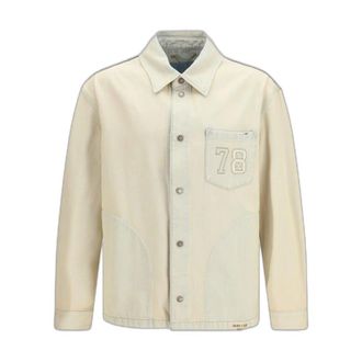 Golden Goose Bestickte Brusttaschen-Denimjacke - - Shirts - Herren - Beige - S