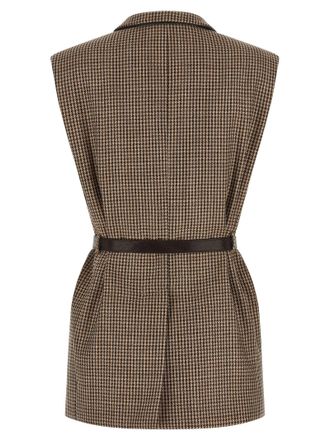Brunello Cucinelli Houndstooth Virgin Wool Vest - Brown