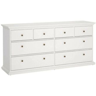 Dmora Kommode Asiagela, 8 Schubladen, 48,5x183,4x86,88h cm Wei&szlig;