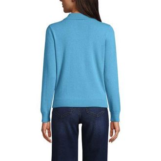 Lands End Relaxter Kaschmir-Pullover mit Polokragen, Damen, Gr&ouml;&szlig;e:36-38 petite, Blau, Kaschmir, by Lands End