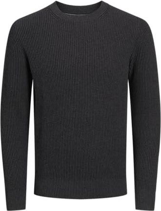Jack & Jones Jprblaliam Knit Crew Neck Pull en Tricot, Mélange de Gris foncé-Détails : torsadé, S Homme