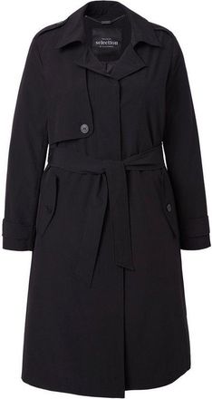 Ulla Popken Outdoorjacke Trenchcoat A-Linie Hemdkragen G&uuml;rtel Satinfutter