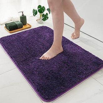 Miulee Tapis Salle de Bain 1 Pi&egrave;ce Absorbant Antid&eacute;rapant en Haute Hygroscopicit&eacute; Fourrure Tapis dEntr&eacute;e pour la Douche Super Doux pour Chambre &agrave; Coucher Ent