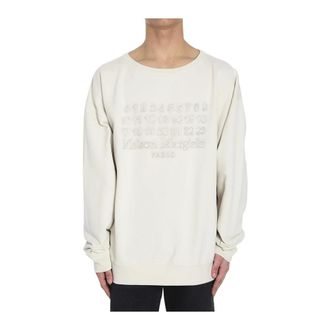 Maison Margiela SweaT-shirt &agrave; col rond avec logo num&eacute;rique - Homme - Sweatshirts et sweats &agrave; capuche - Beige - Taille: XS