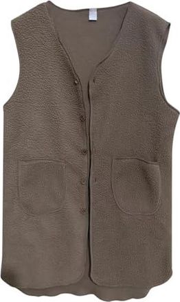 Generic Gilet polaire pour femme, veste pull chaude et &eacute;paisse, v&ecirc;tements superpos&eacute;s confortables pour temps froid, kaki, 5-2XL