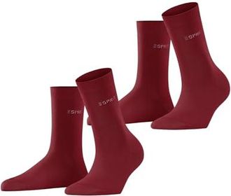 Esprit Uni 2-Pack W So Coton Unies Lot de 2 Paires Chaussettes, Rose (Red Pepper 8074), 35-38 Femme
