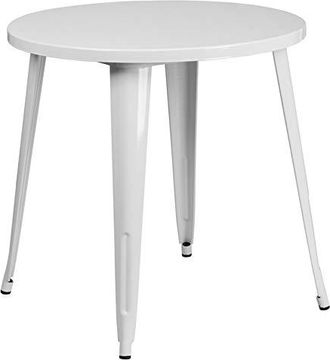 Flash Furniture Jeffrey Gartentisch für drinnen und draußen, rund, 76,2 cm, Weiß