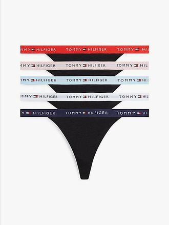 Tommy Hilfiger Lot de 5 tangas Essential &agrave; ceinture logo