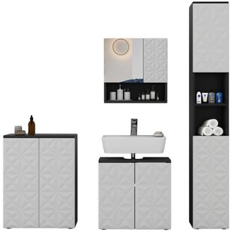 Vicco Ensemble de meubles de salle de bain Edge, Noir, 4 parties, Vicco