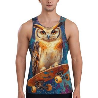 Generic D&eacute;bardeur respirant &agrave; s&eacute;chage rapide sans manches pour homme pour entra&icirc;nement &agrave; la plage S &agrave; 4XL, Colorful Owl Skateboard 19, 4XL