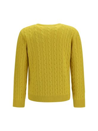 Valentino Mens Vlogo Cable-Knit Cashmere Sweater Giallo Kashmir-Capra Hircus Kashmir/capra