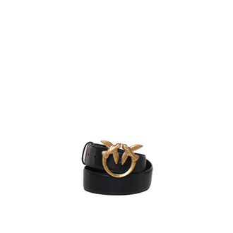 Pinko Schwarzer Leder Love Birds G&uuml;rtel - - Accessories - Damen - Schwarzk - L