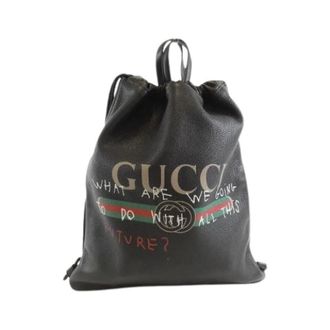 Gucci Pre-owned Sac &agrave; dos en cuir - Femme - Pre-owned - Noir - Taille: ONE Size