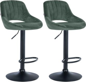 Clp 2er Set Barhocker Milet Samt gr&uuml;n Metall matt schwarz