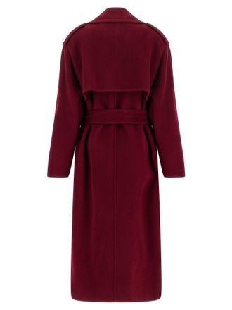 Alberta Ferretti Double-Breasted Wool-Cashmere Coat - Burgundy