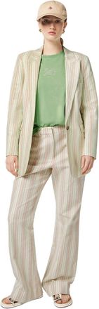 Scotch & Soda Damen Lurex Cotton Blend Single Breasted Casual Blazer, Lurex Linen Stripe, XL EU