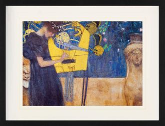 1art1 Gustav Klimt Poster Die Musik, 1895 Gerahmtes Bild Mit Edlem Passepartout | Wand-Bilder | Im Bilderrahmen 80x60 cm