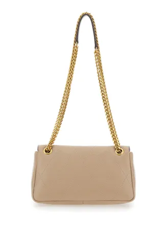 Tory Burch Womens Crossbody Bag Charlie Grey Quilted Suede Cow Leather Shoulder