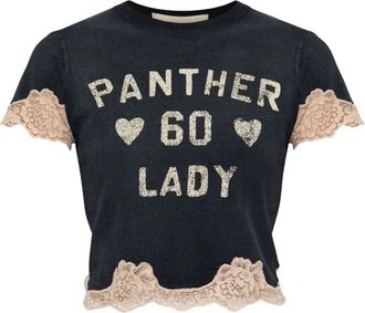 Valentino Kurzes Oberteil mit Spitzenbesatz - - Tops - Damen - Schwarzk - M