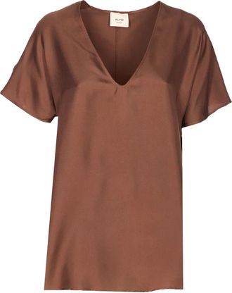 Alysi Femme, Blouses et Chemises, Brun, Taille: 38 FR Blusa Twill Enzimato Regular