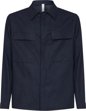 Hev&ograve; Homme, Vestes, Bleu, Taille: XL Specchiolla Overshirt