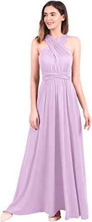 Ibtom Robe longue convertible pour femme - Robe de soirée, de bal, de mariage, de cocktail., lavande, Taille XS