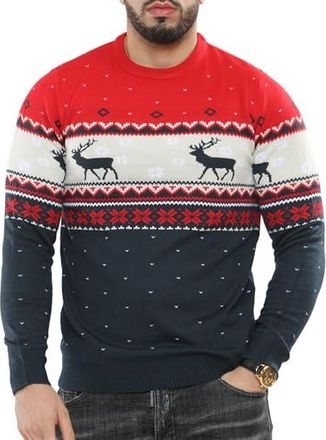 Noroze Hommes Pulls de Noël Fair Isle Sapin de Noël Renne Flocons de Neige Hoho Nouveauté Pull-Over Chandail Pullover tricoté (S, Flocons de Neige Renne Mari