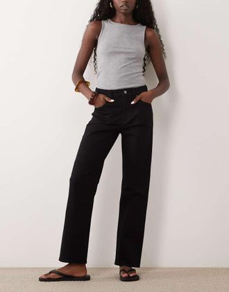 Abercrombie & Fitch jean droit taille haute noir
