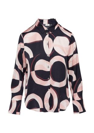 s.Oliver Langarmbluse Bluse Satinierte Longbluse mit Falten-Details