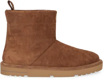 Fendi Mens Ankle Boots Tobacco Suede Calfskin