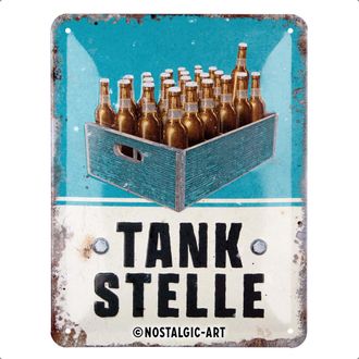 Nostalgic Art Retro Blechschild, 15 x 20 cm, Tankstelle Bier - Geschenk-Idee als Bar-Zubeh&ouml;r, aus Metall, Vintage Design mit Spruch, Blechschilder Spr&uuml;che, Bier-Dek