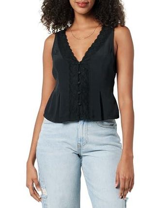 The Drop Paloma Lace Trimmed Sleeveless Top Chemises, Noir, XXL Grande Taille