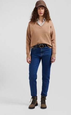 Eden Park Pull Col V En Laine Et Coton Camel Coupe Relaxed
