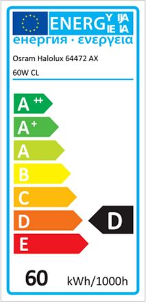 Osram 64472 KL HALOLUX CERAM. Klare Halogenlampe 230v 60w e27