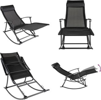 vidaXL Vidaxl - Chaise &agrave; bascule de jardin Acier et textil&egrave;ne Noir - Chaises De Jardin - Chaises &agrave; Bascule - Mobilier De Jardin - Fauteuil De Jardin