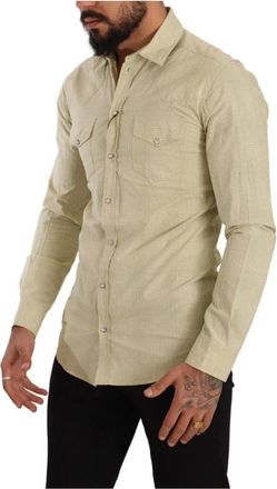 Dolce & Gabbana Homme, Chemises, Jaune, Taille: M Chemise Jaune à Carreaux en Coton