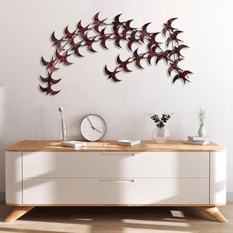 Hanah Home Handmade Decorative Metal Wall Accessory, 75 x 136 cm, 100% Metal (1.5 mm) | Unique Red & Black Design | Perfect for Home Decor & Art Display