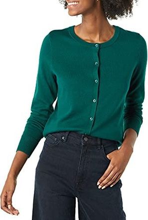 Amazon Essentials Gilet Col Rond Léger (Grandes Tailles Disponibles) Femme, Vert Foncé, XXL